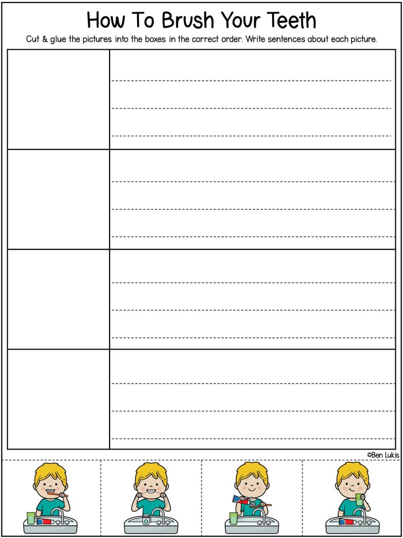 How to Brush Your Teeth Procedural Writing, Sequencing & Sentence ...