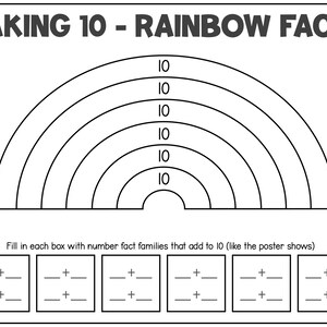 Addition to 10 Number Bonds Printable Poster and Math Fluency Worksheet ...