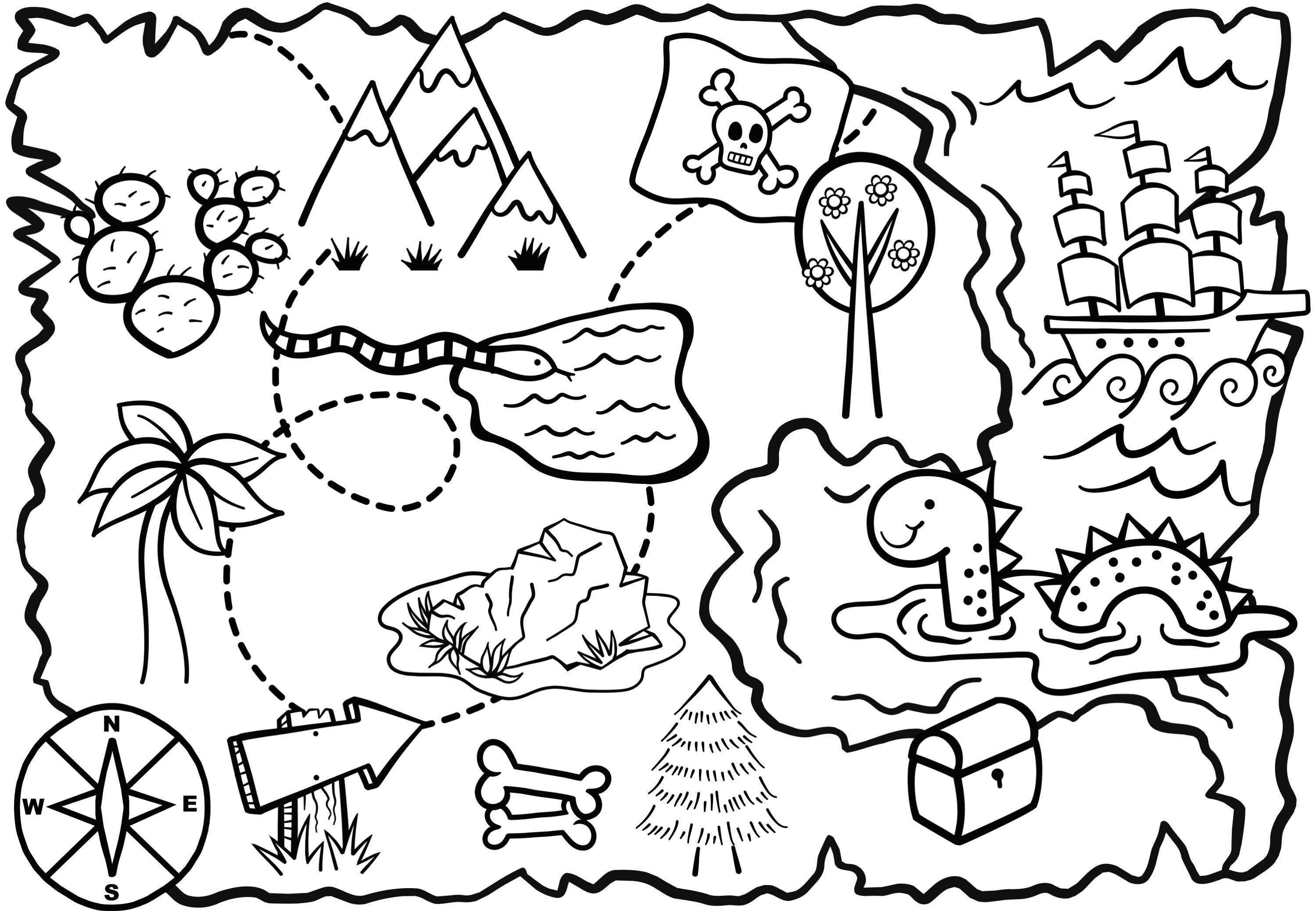 Pirate Treasure Maps Coloring Pages, Kids Printable Activity, Digital ...