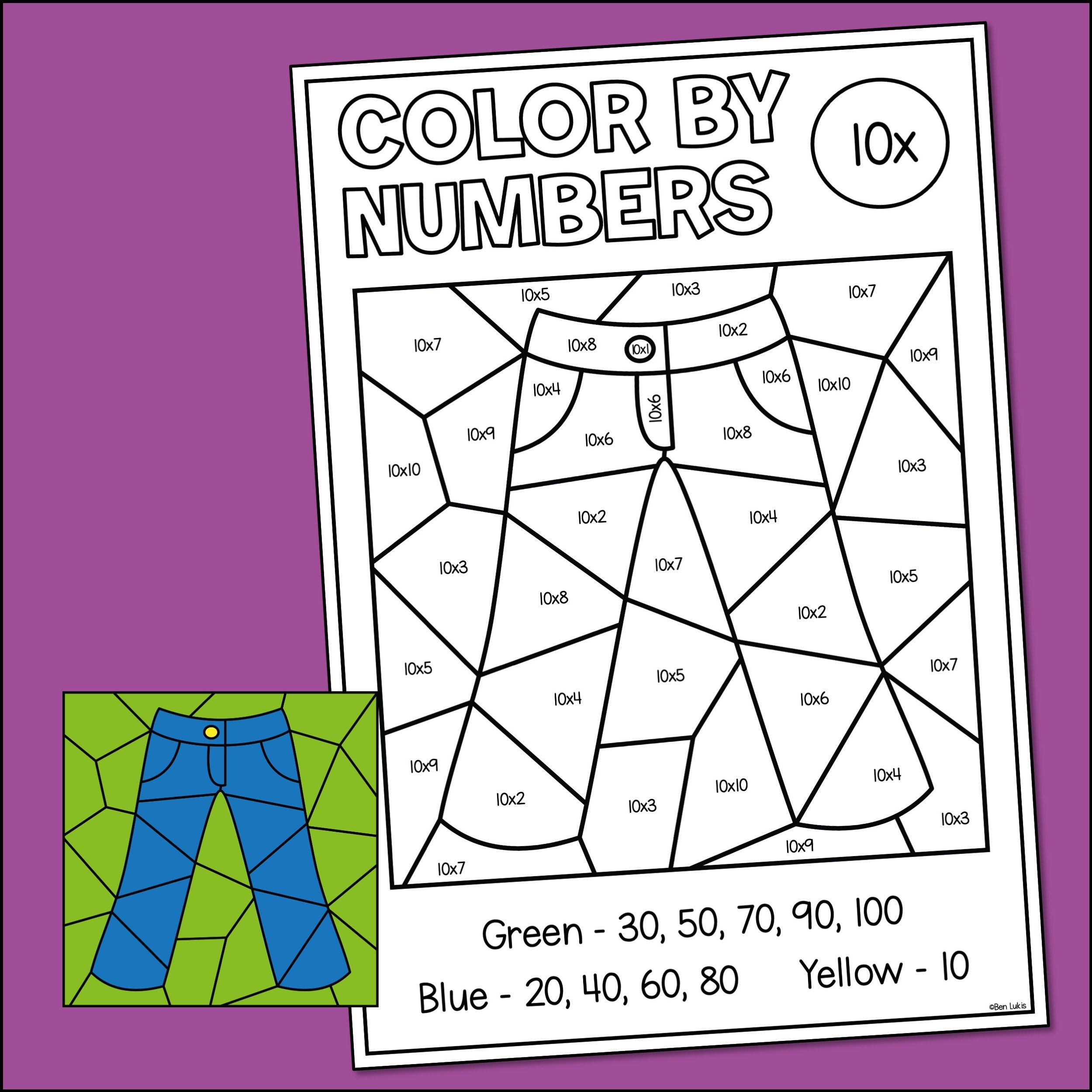 Multiplication Color by Number Worksheets for Math Fact Multiplication ...
