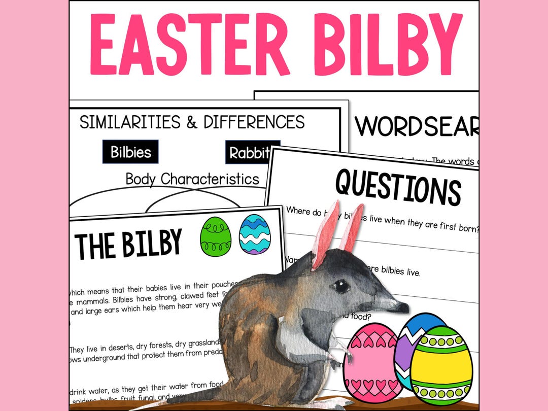 Easter Bilby Activities, Reading Comprehension, Word Search, Coloring ...
