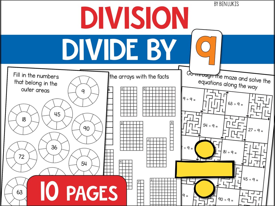 Division Math Worksheets, Divide by 9 Practice Sheets, Printable PDF ...