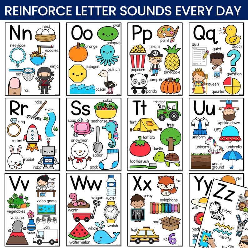Alphabet Posters A-Z for Classroom, Printable PDF Preschool Alphabet ...