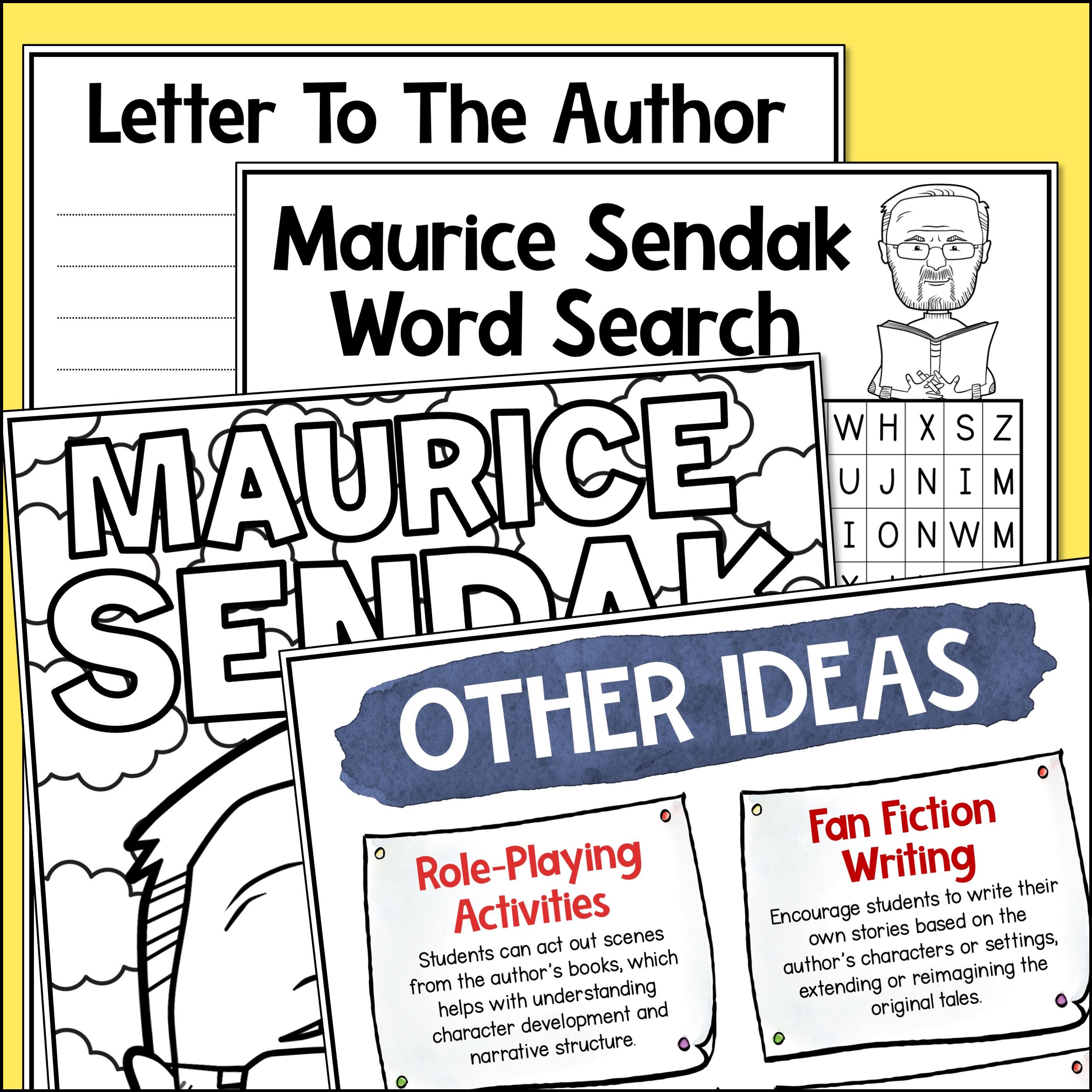 Maurice Sendak Author Study Worksheets, PDF Printable Homeschool ...