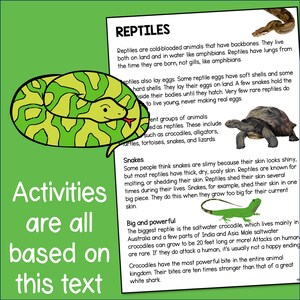 Reptile Literacy Activities for a Week About a Reptiles Information ...