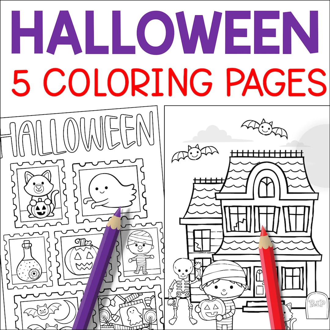 Halloween Coloring Book Printable, Kids Activity Digital Download ...