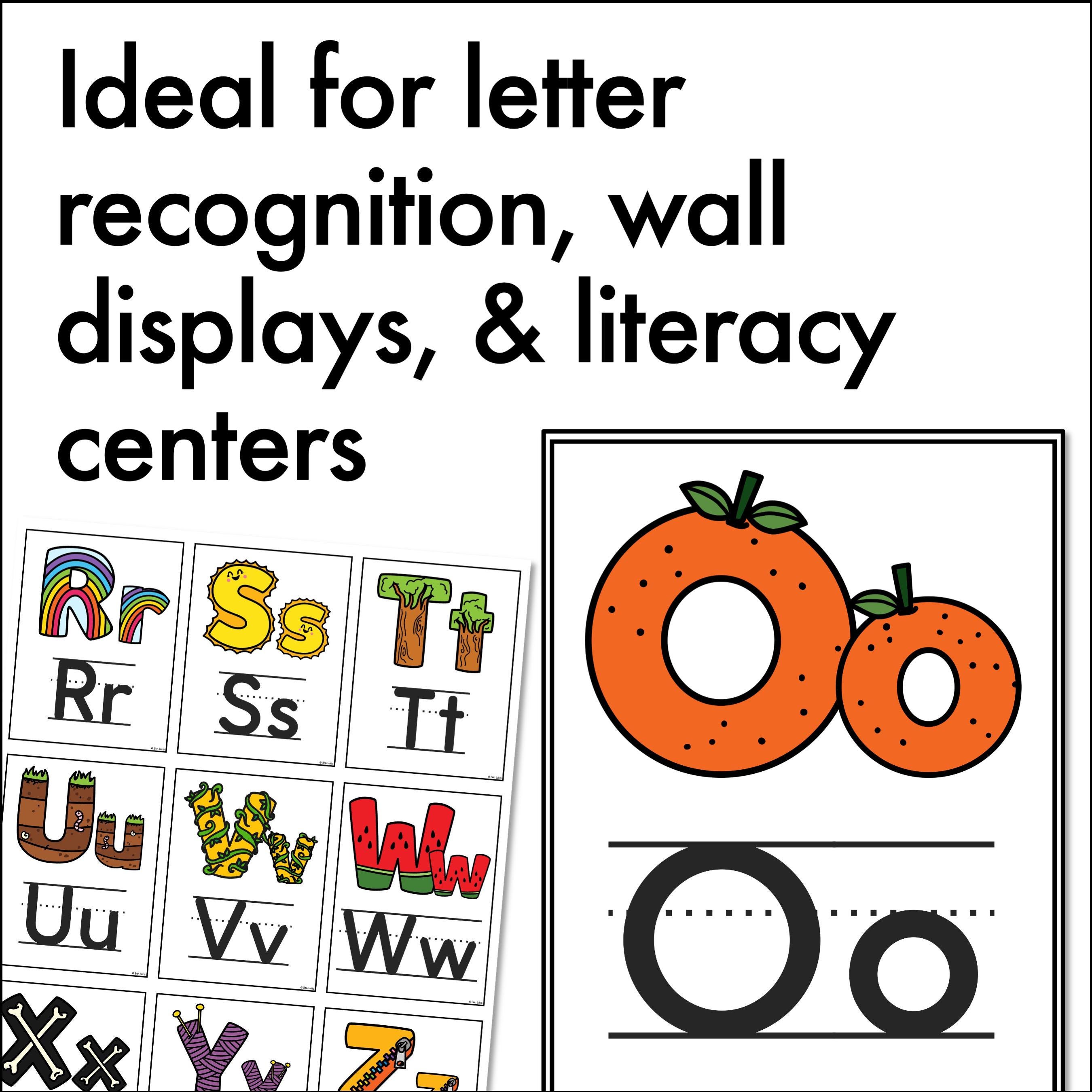 ABC Alphabet Posters Flashcards & Coloring Page, ELA Literacy ...