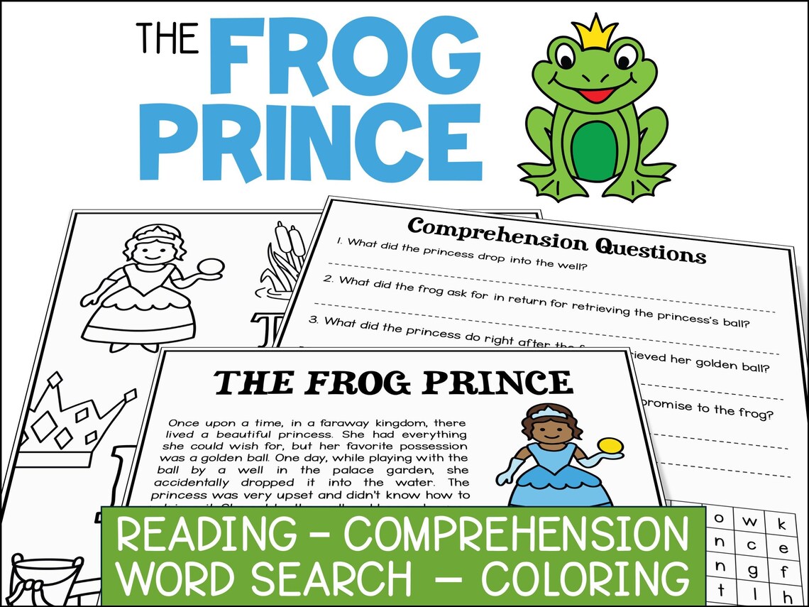The Frog Prince Activity Pack, Reading Comprehension Worksheets, Word ...