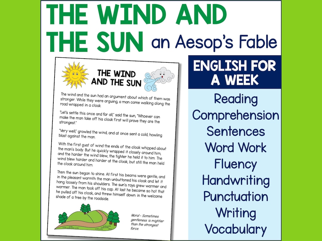 The Wind and the Sun, Aesop's Fables, ELA Literacy for A Week, Writing ...