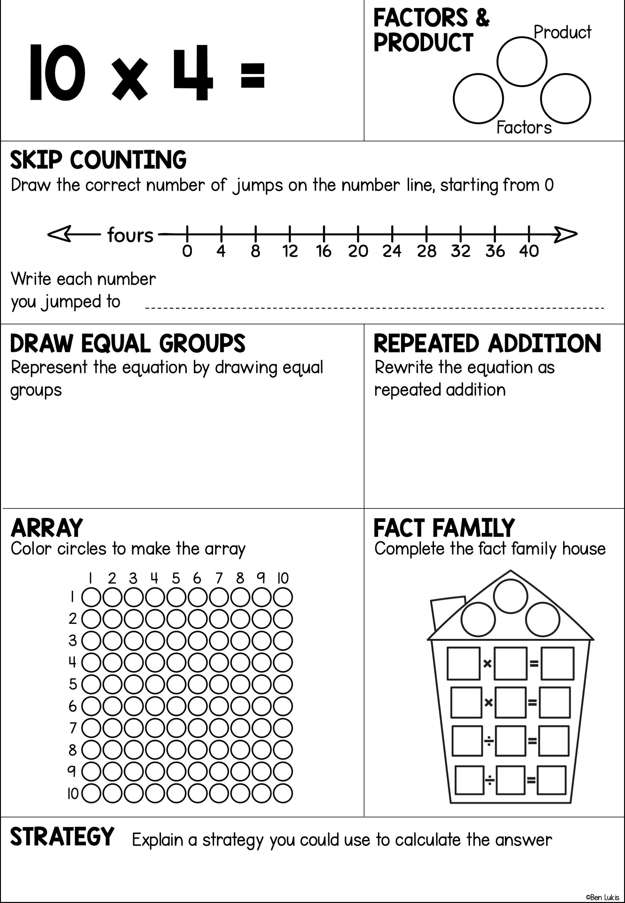 10 Times Table Multiplication Equation of the Day Practice Worksheets ...