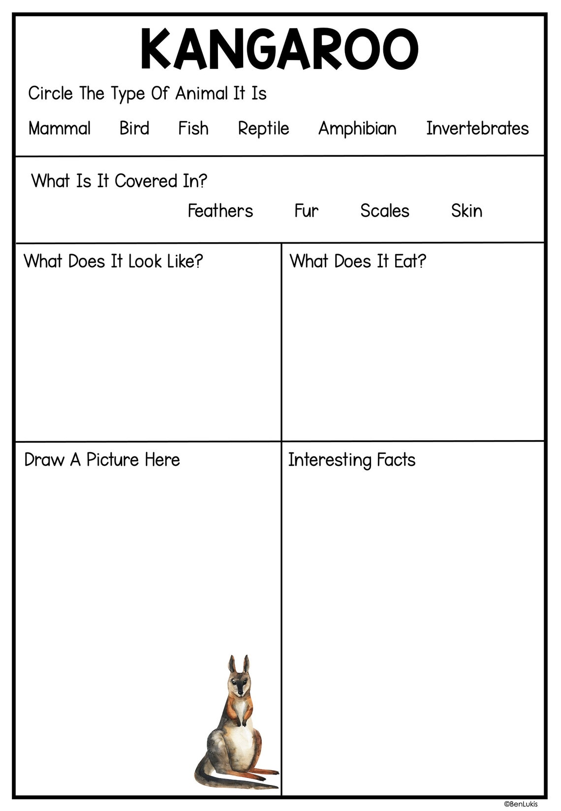 Australian Animals Research Report Templates for Kids, Printable PDF ...