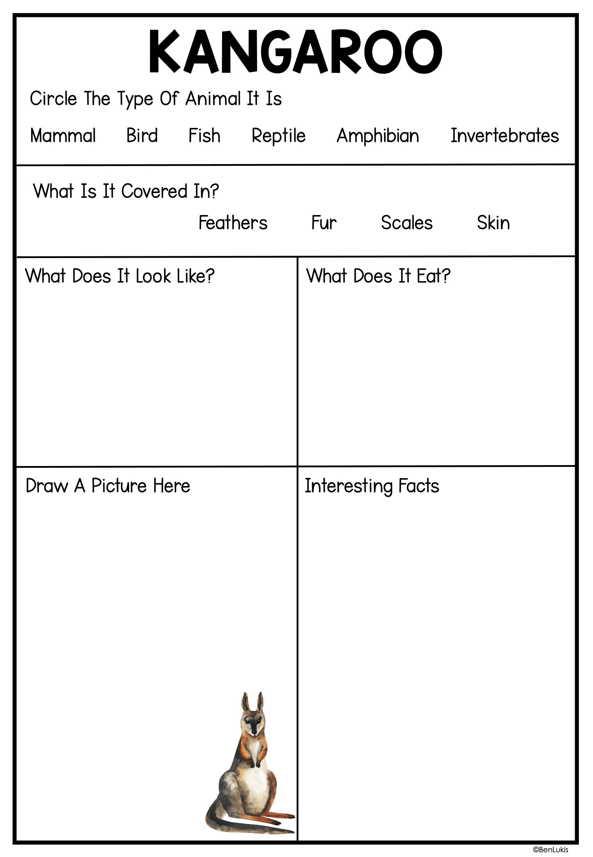 Australian Animals Research Report Templates for Kids, Printable PDF ...