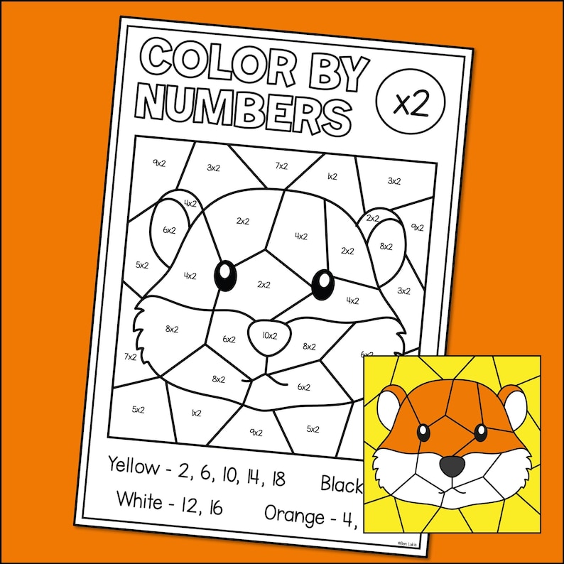 Multiplication Color by Number Worksheets for Math Fact Multiplication ...