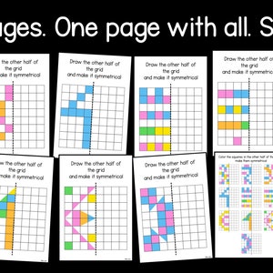 Symmetry Art Math Worksheets, Pattern Symmetry Drawing Activities for ...