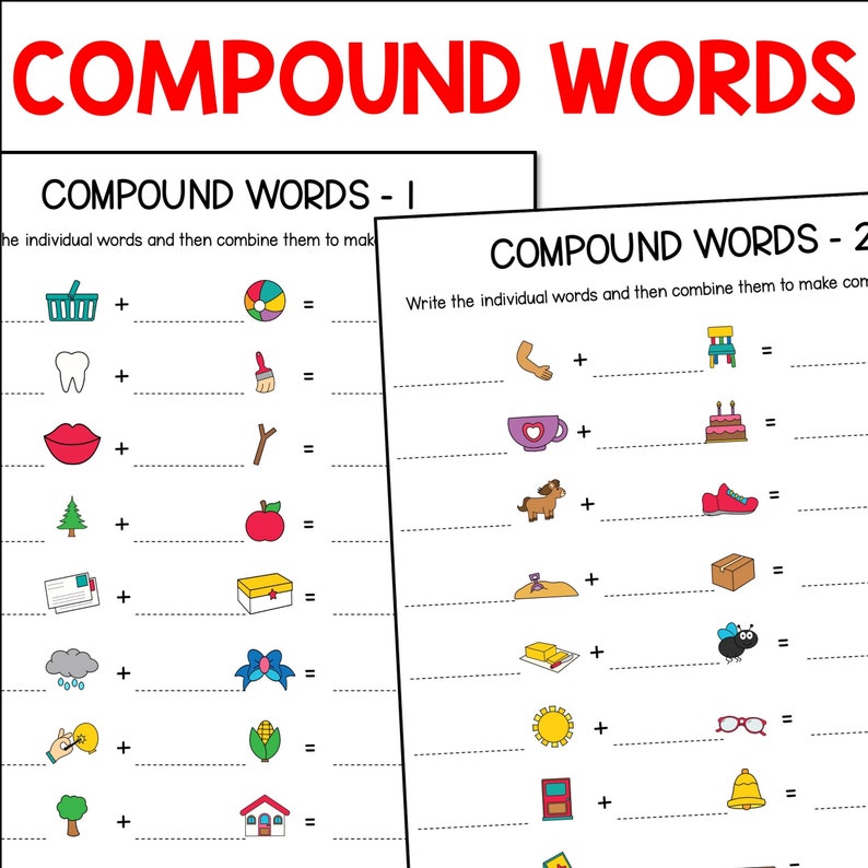 Compound Words Writing Activities and Wordsearches Printable - Etsy