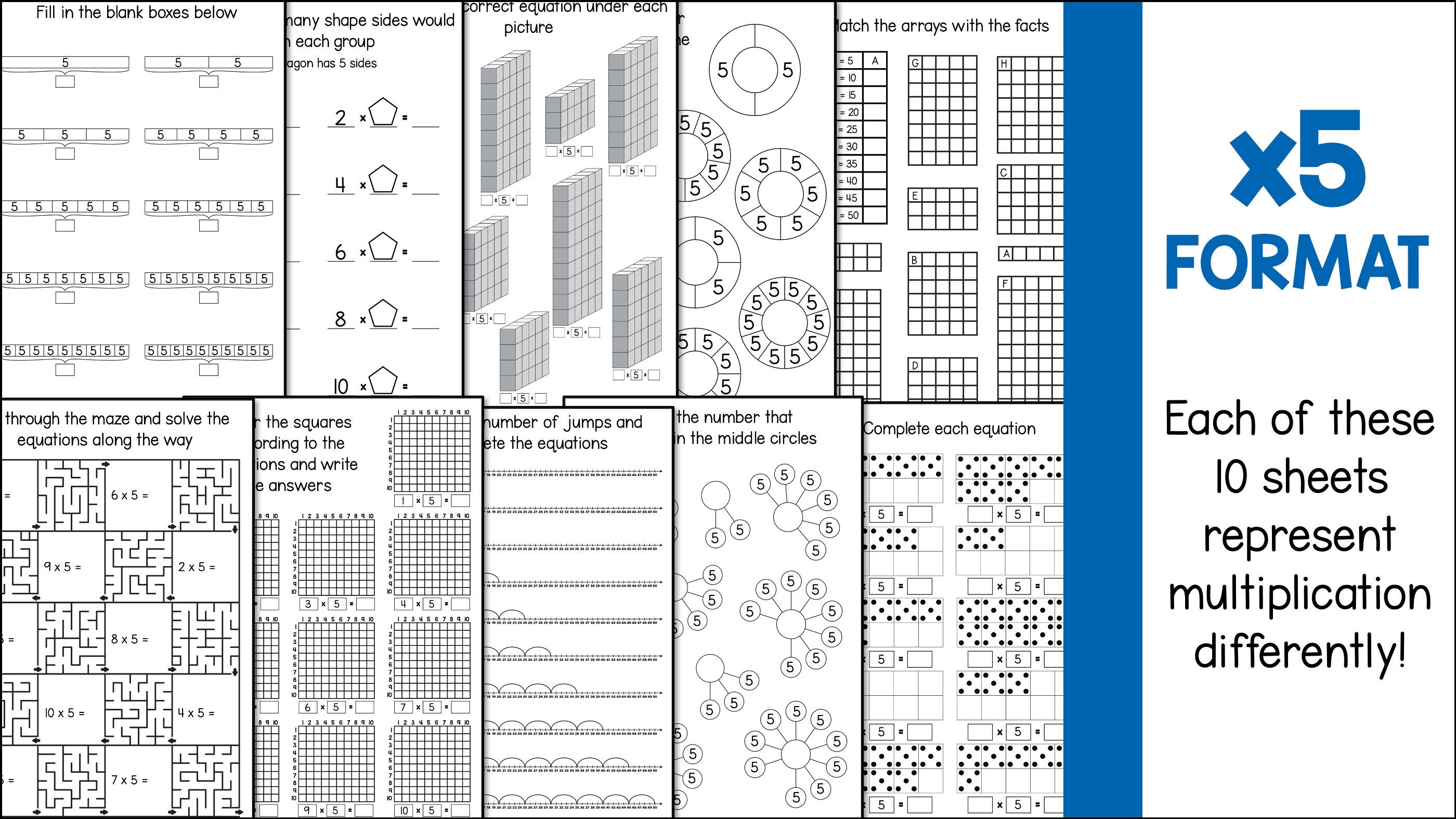 Multiplication Practice Worksheets for 5 Times Table, Printable ...