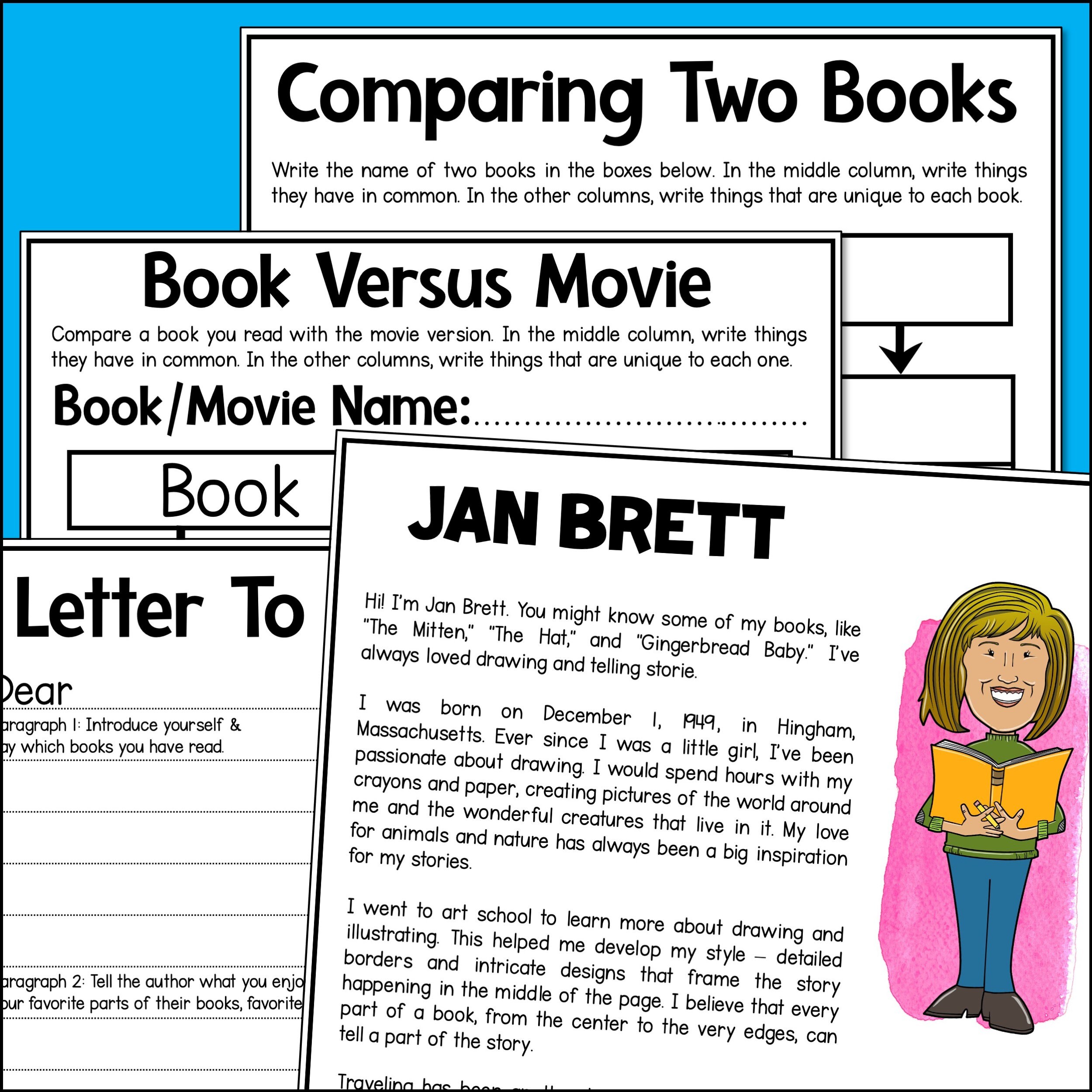 Jan Brett Author Study Unit Worksheets, Jan Brett Teaching Resources ...