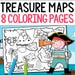 Pirate Treasure Maps Coloring Pages, Kids Printable Activity, Digital ...