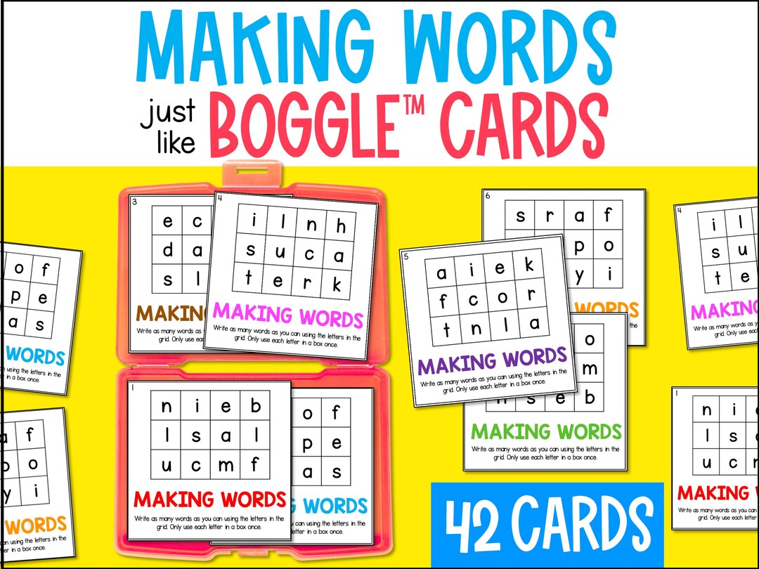 Boggle Cards for Spelling and Making Words, Printable PDF Boggle ...