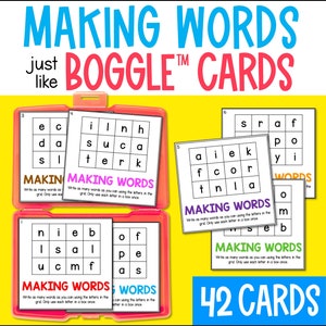 Boggle Cards for Spelling and Making Words, Printable PDF Boggle ...