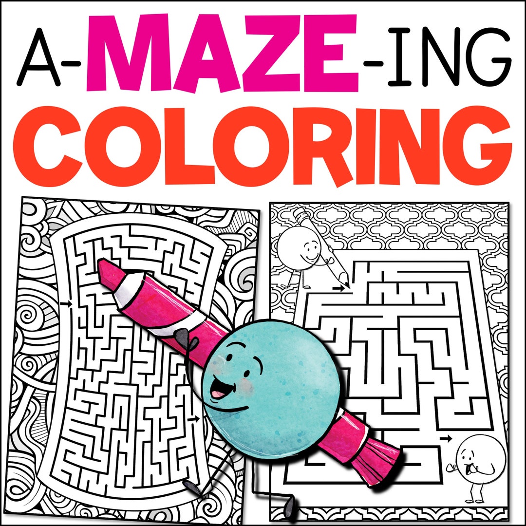 Printable Maze Coloring Pages, Kids Activity Book, PDF Download, Home ...