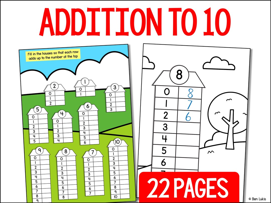 Addition Facts to 10 Worksheets for Math Fact Practice and Fluency ...