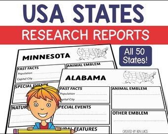 50 States Research Project Homeschool US States Geography - Etsy