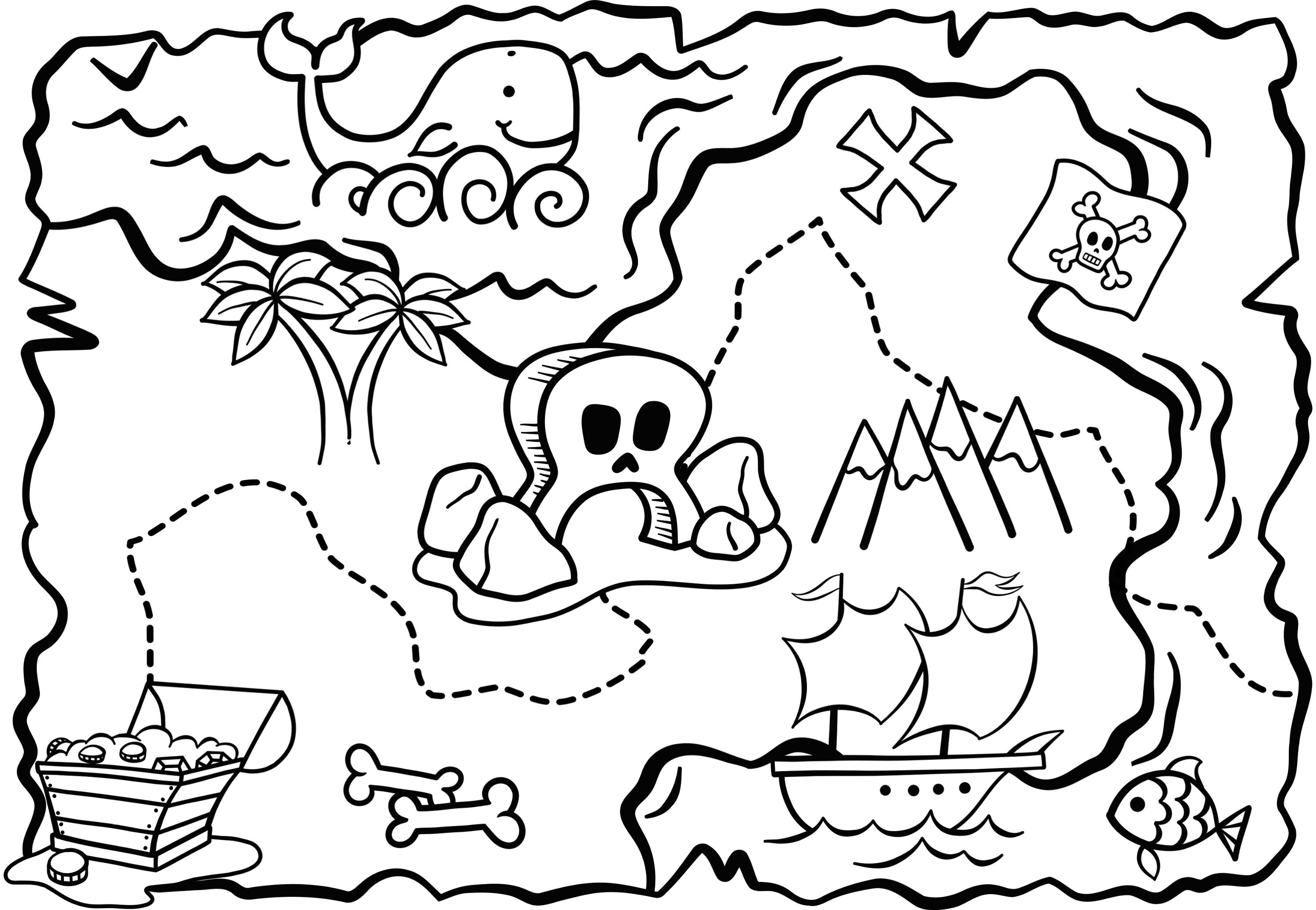 Pirate Treasure Maps Coloring Pages, Kids Printable Activity, Digital ...