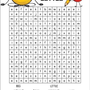 Word Searches of Other Words for Big, Little, Good, Said, Happy, Sad ...