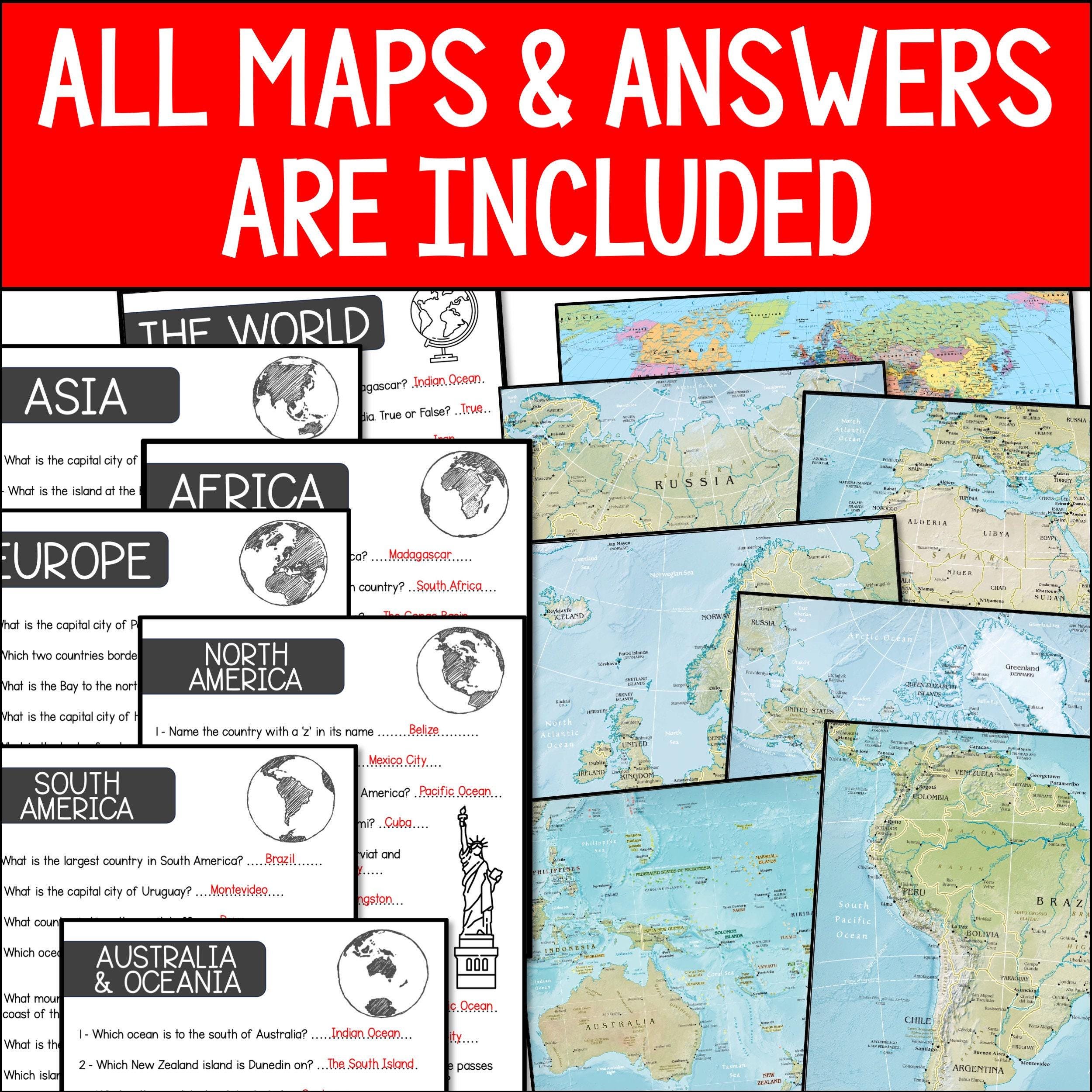 Continent Scavenger Hunt Bundle, Geography for Kids (PDF) - Etsy