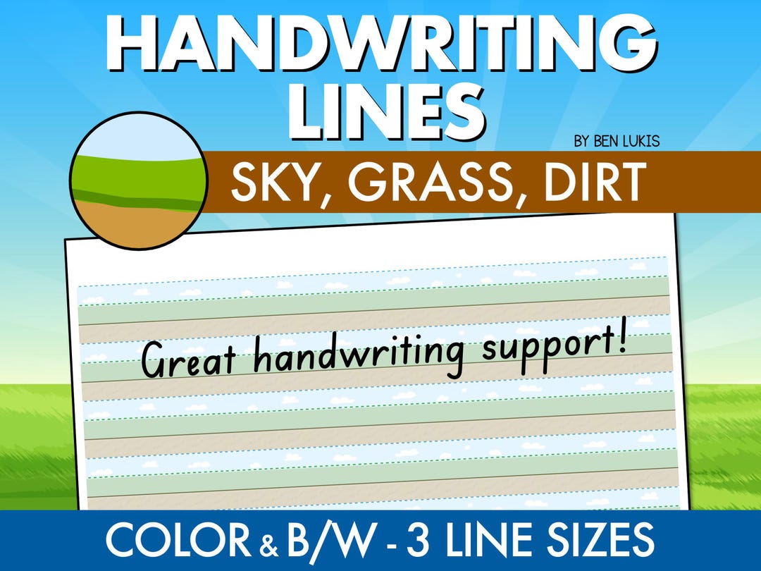 Sky Grass Dirt Handwriting Practice Lines (digital Download) - Etsy