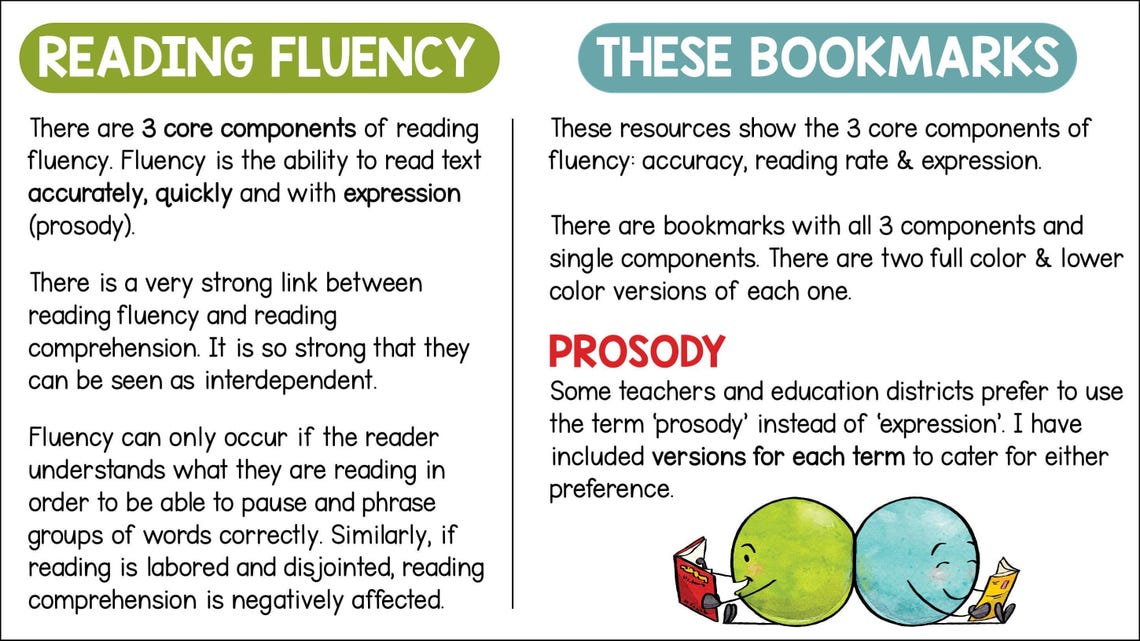 Reading Fluency Bookmarks for Kids, Printable Homeschool & Home Reading ...