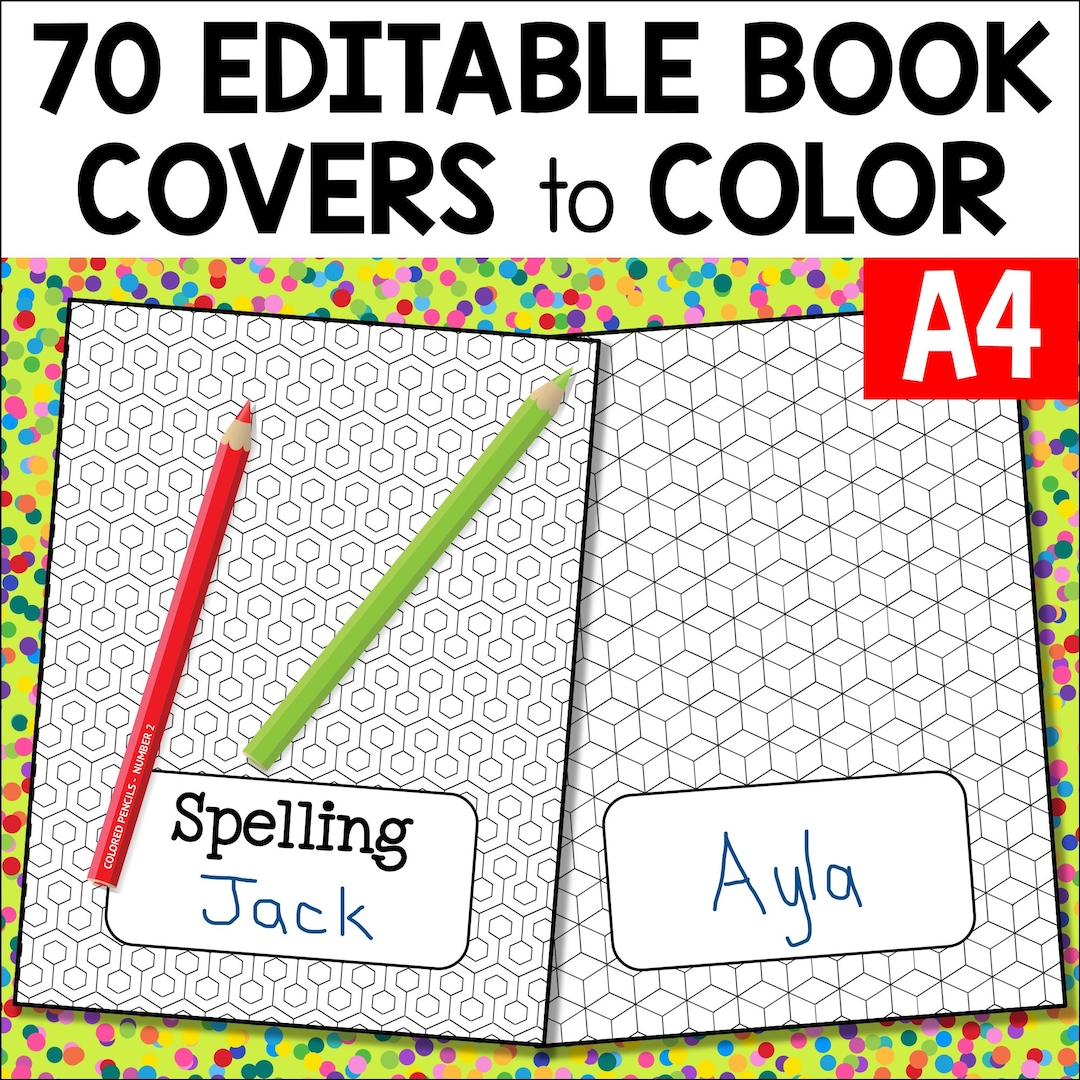 Editable School Book Covers, A4 Cover Pages for Back to School ...