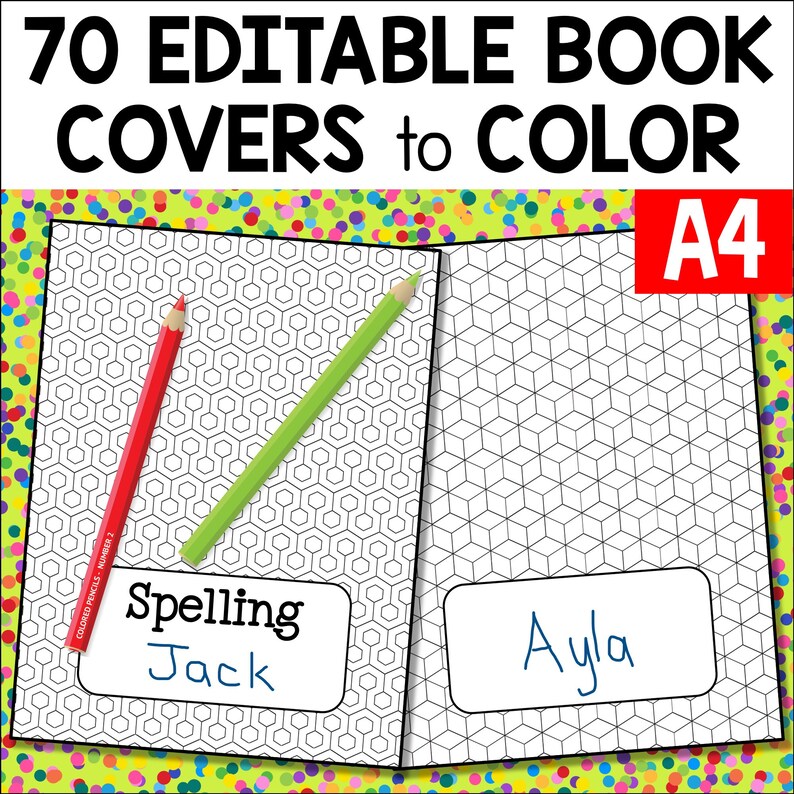 Editable School Book Covers, A4 Cover Pages for Back to School ...