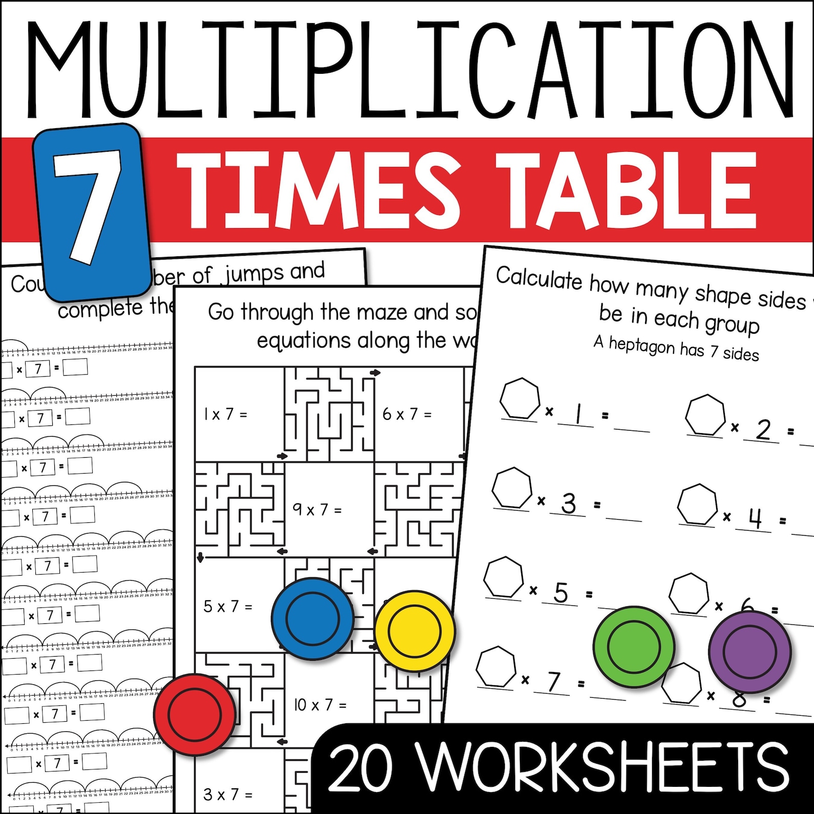 Multiplication Practice Worksheets for 7 Times Table - Etsy