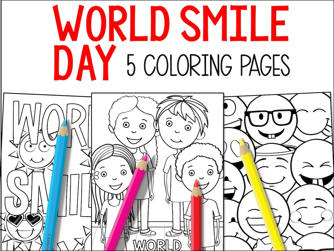 World Smile Day Coloring Pages, Fun Coloring Activity for Kids ...