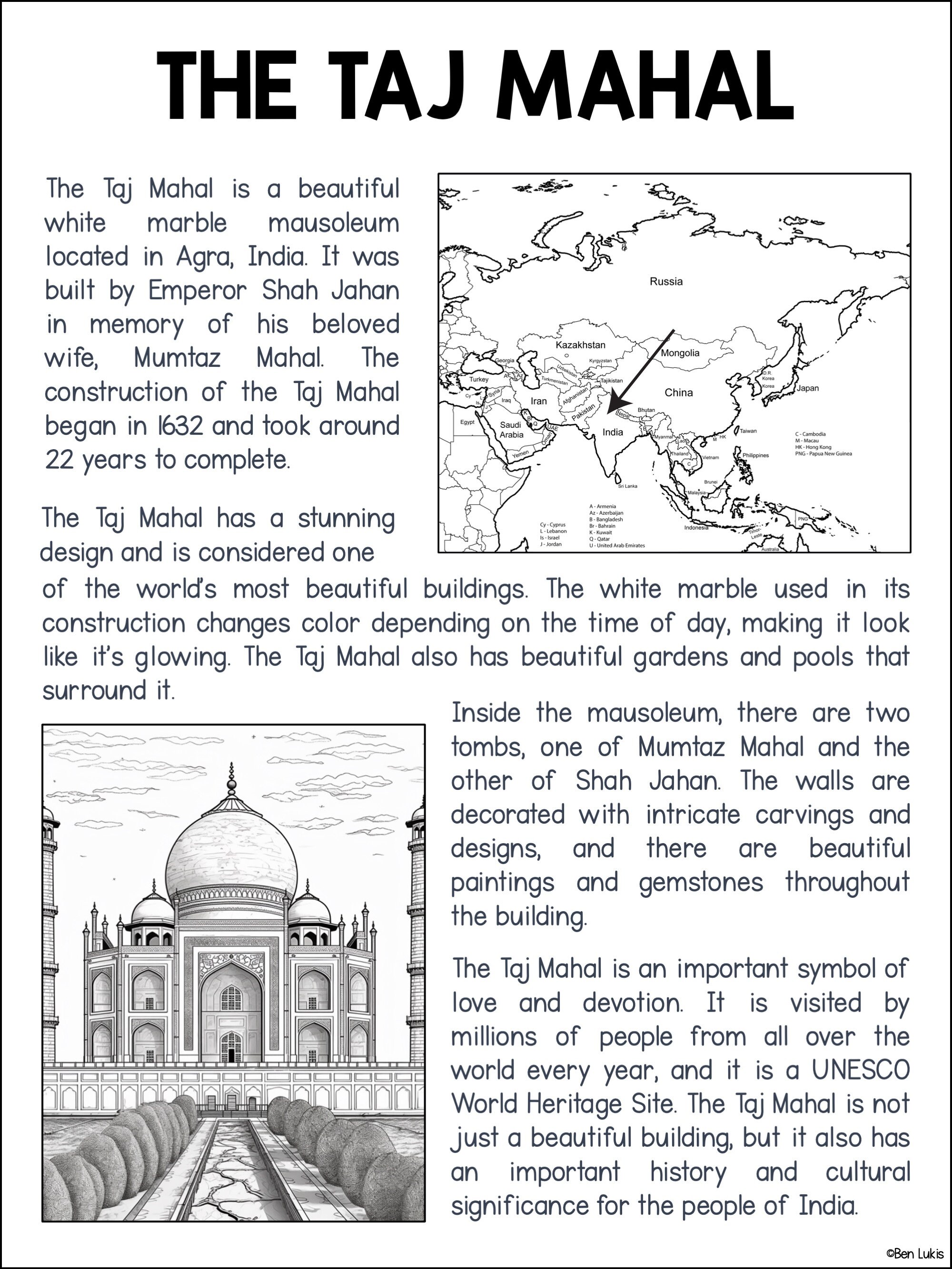 Landmarks of Asia, Geography Facts Information & Coloring Pages the ...
