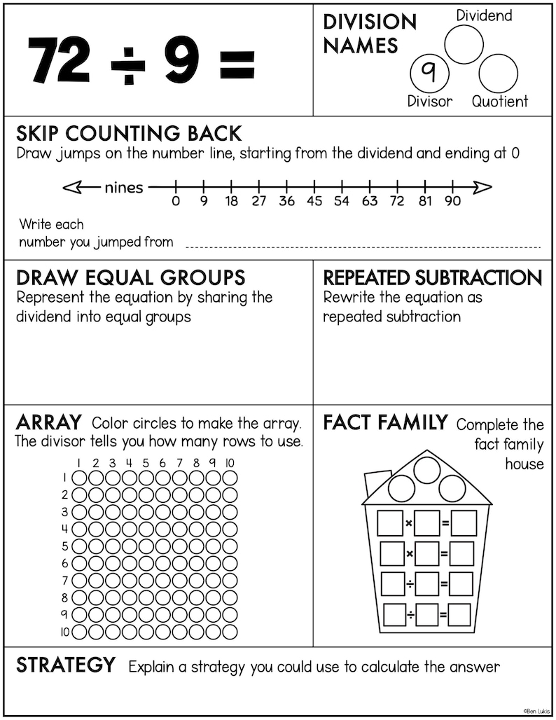 Division by 9 Worksheets, Equation of the Day (printable PDF) - Etsy