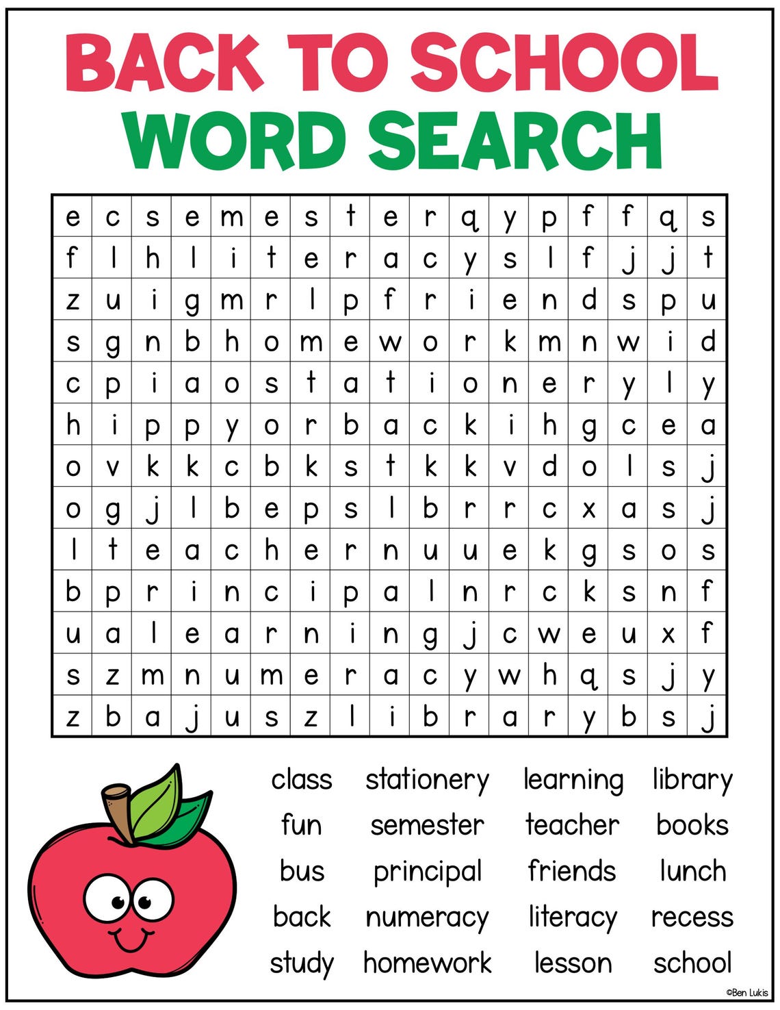 Back to School Activities, Word Search, Crossword, Coloring Page, New ...