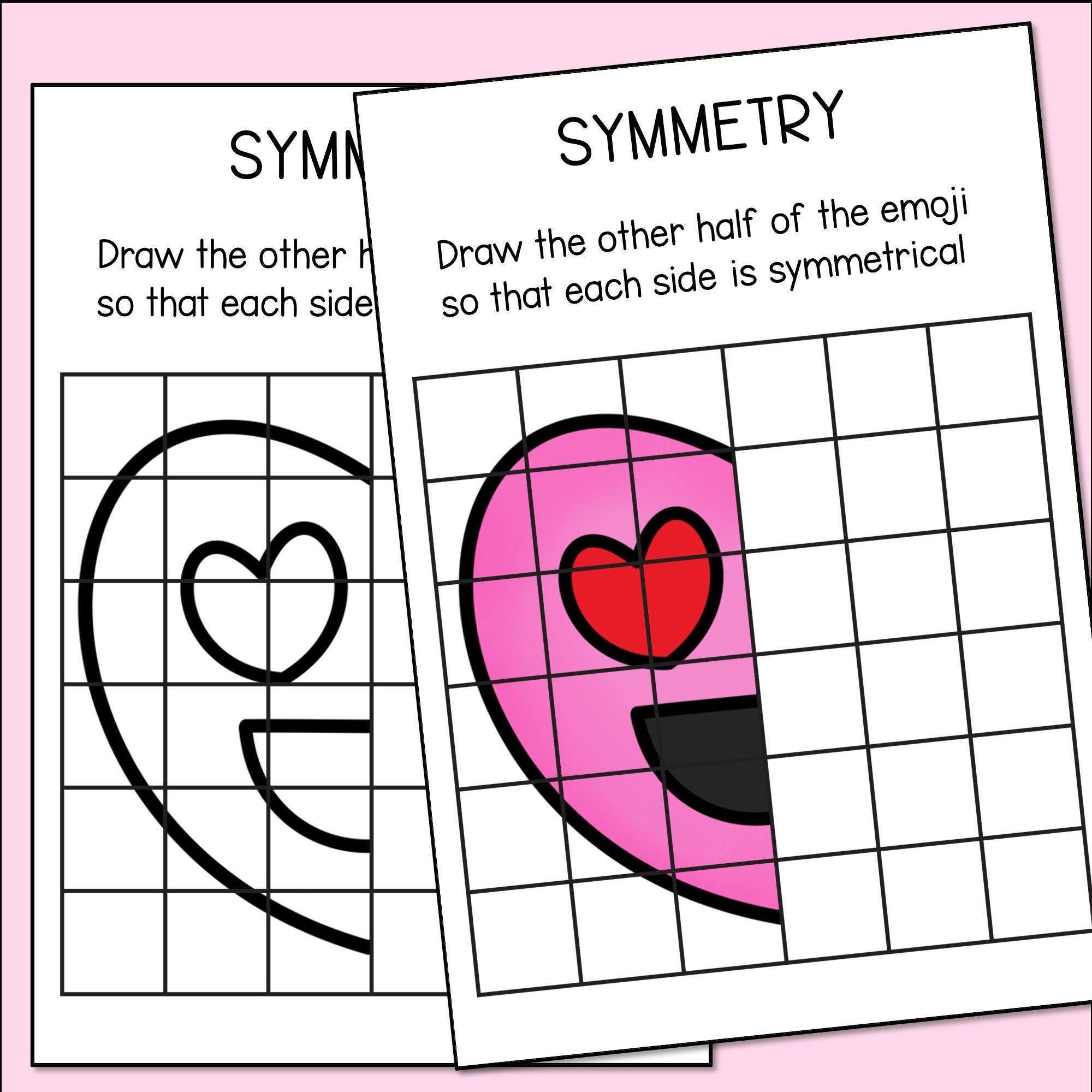 Valentine's Day Symmetry Emoji Drawing Activity (printable PDF) - Etsy