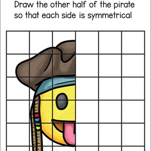 Pirate Symmetry Art and Math Worksheets, Pirate Drawing Geometry ...