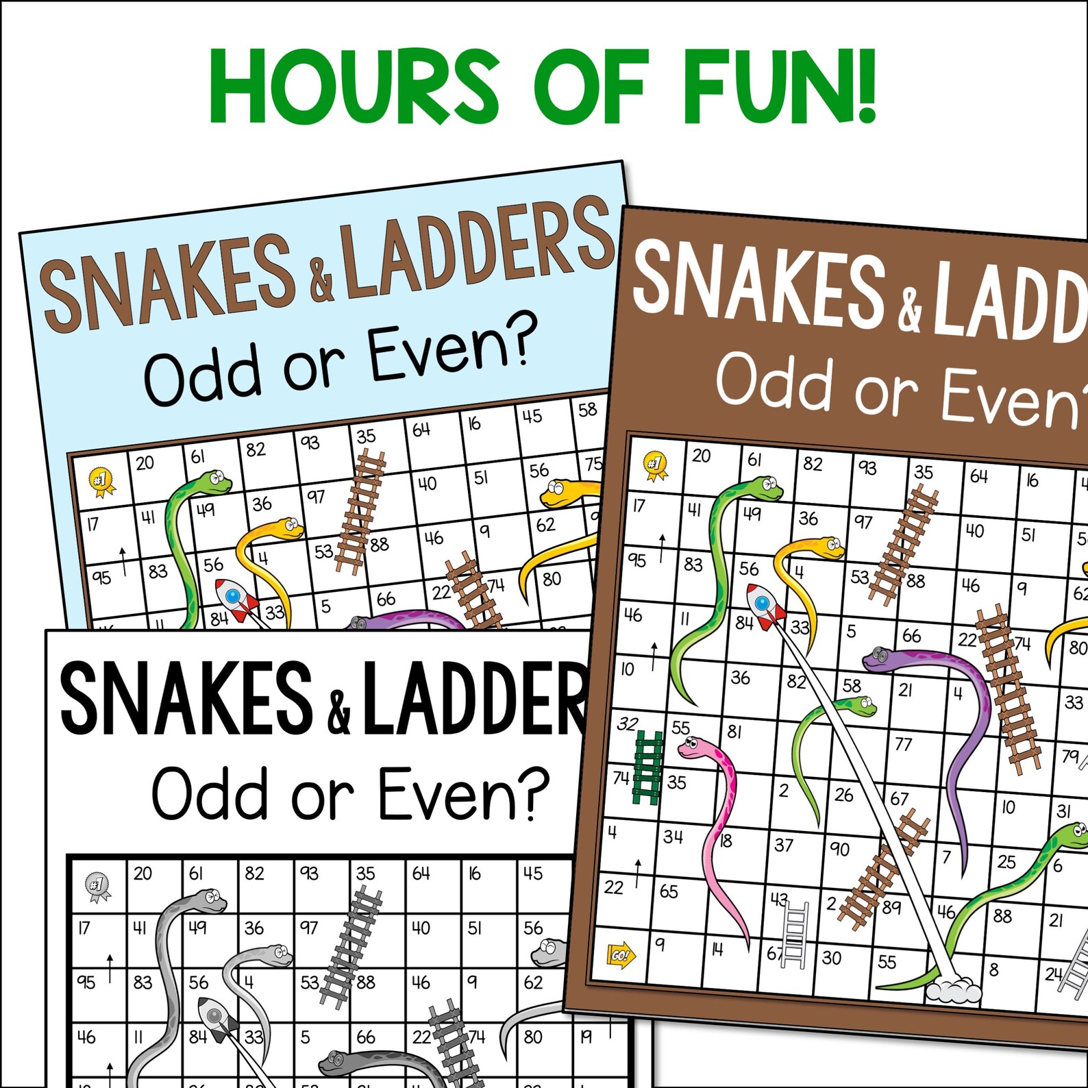 Printable Snakes and Ladders Game, Family Board Game, Educational Odd ...