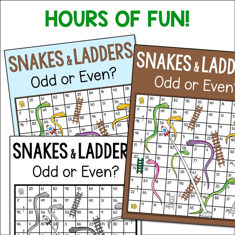 Printable Snakes and Ladders Game, Family Board Game, Educational Odd ...