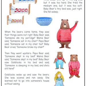 Goldilocks and the Three Bears Reading Passages, Fairy Tale to Read ...