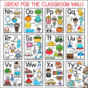 Alphabet Posters, Letters of the Alphabet Pictures, Educational Wall ...