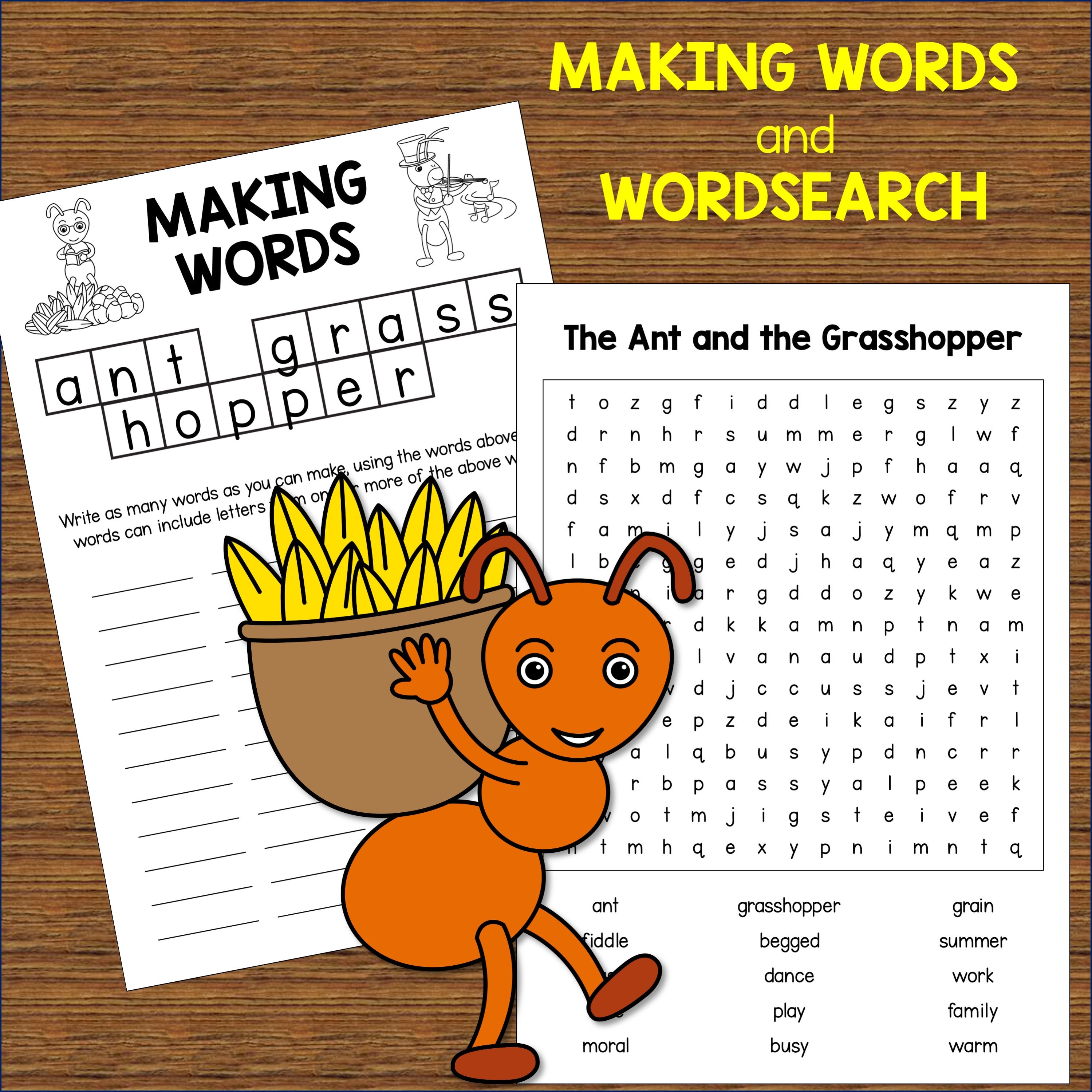 The Ant and the Grasshopper, Aesop's Fables ELA Literacy Activities for ...