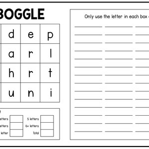 Boggle Word Game Printable Pages, Printable Word Puzzle Pages and ...