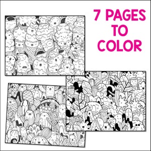 Kawaii Coloring Book Digital Download, Cute Doodles Pages, Kids ...