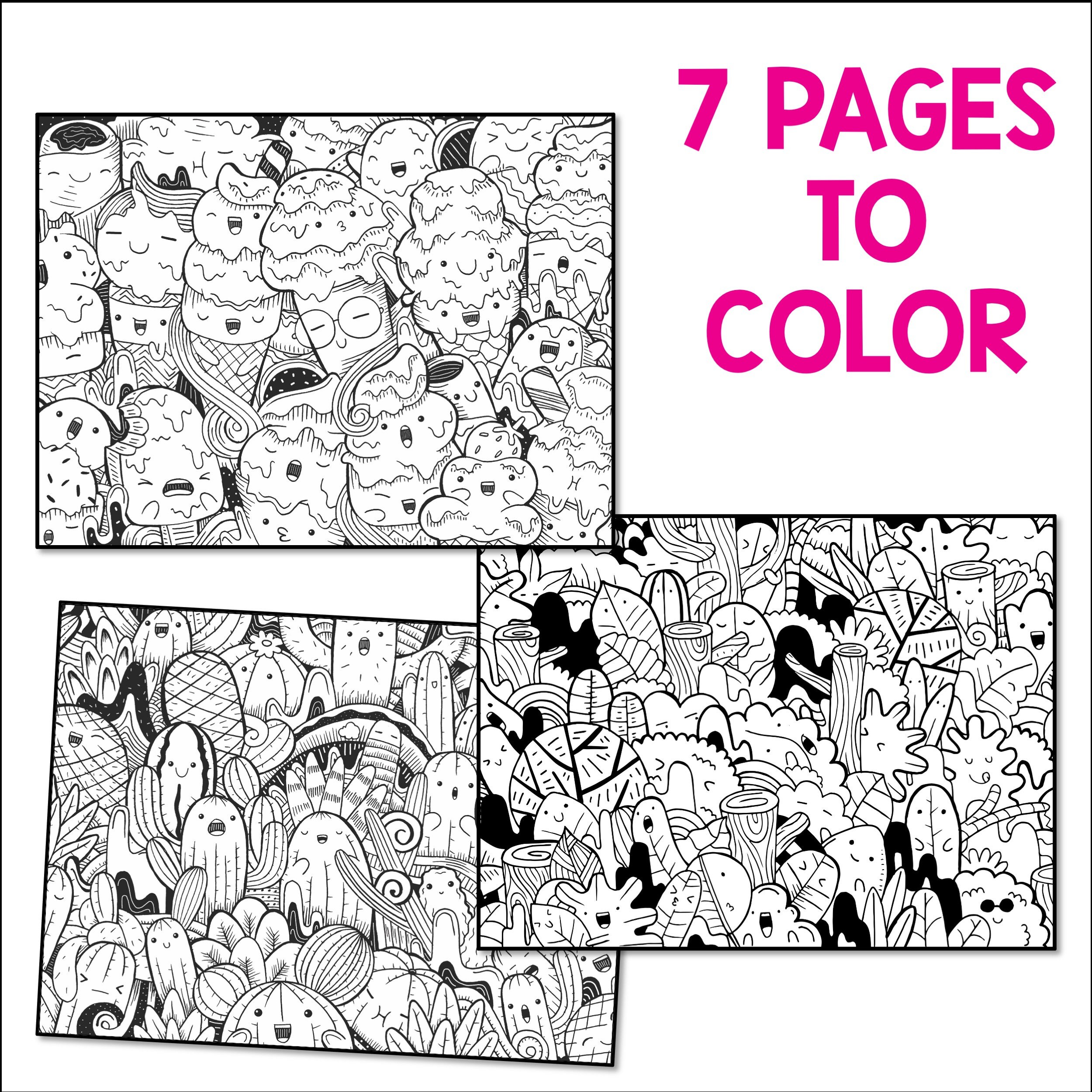 Kawaii Coloring Book Digital Download, Cute Doodles Pages, Kids ...