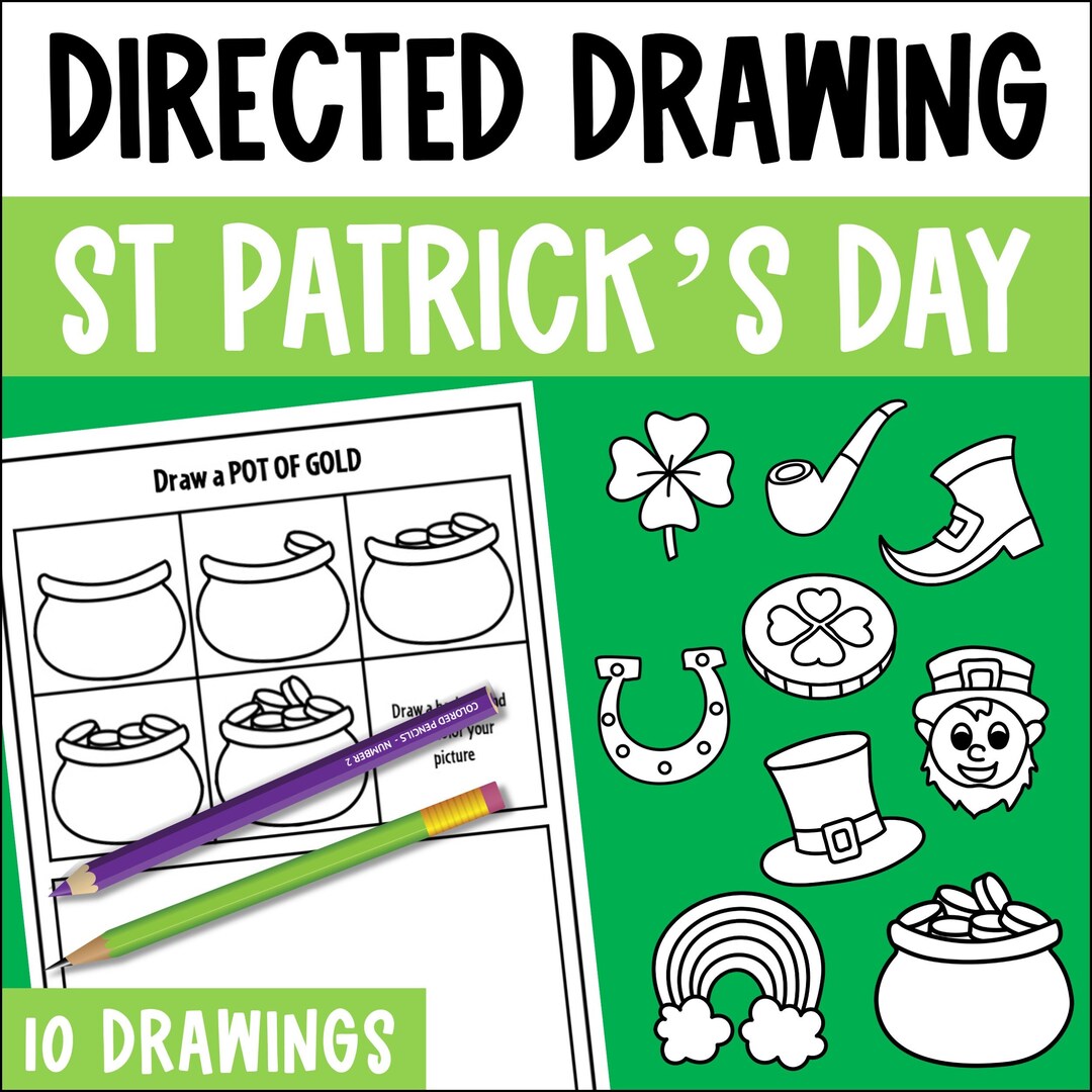 St Patrick's Day Directed Drawing Activity Sheets, Learn How to Draw a ...